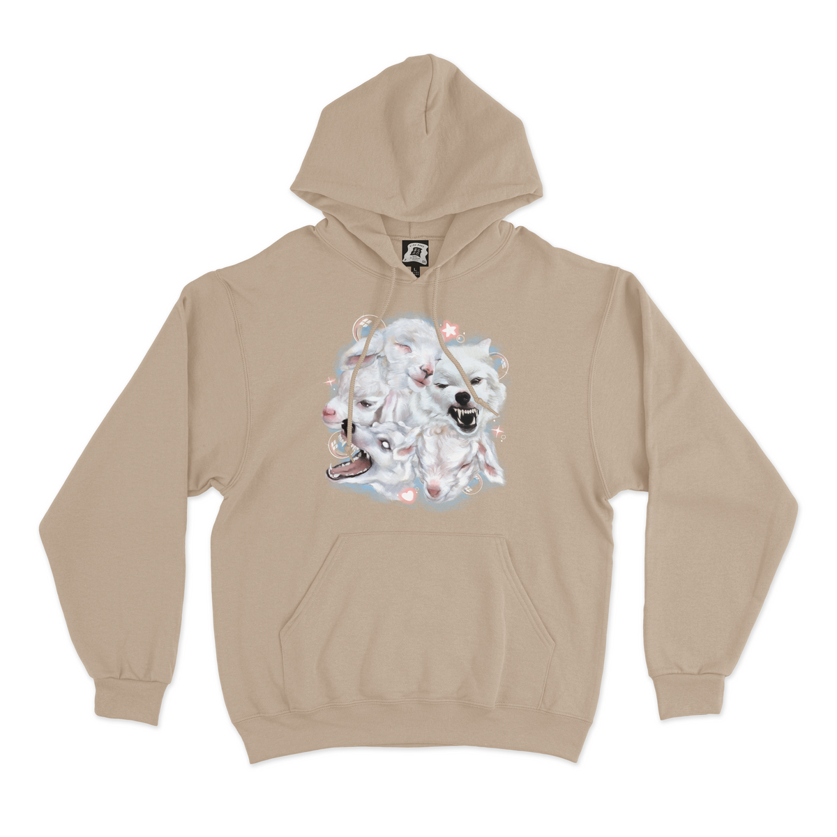 "Pink Stars" Fleece Hoodie Beige – Kiru Made 着るまで