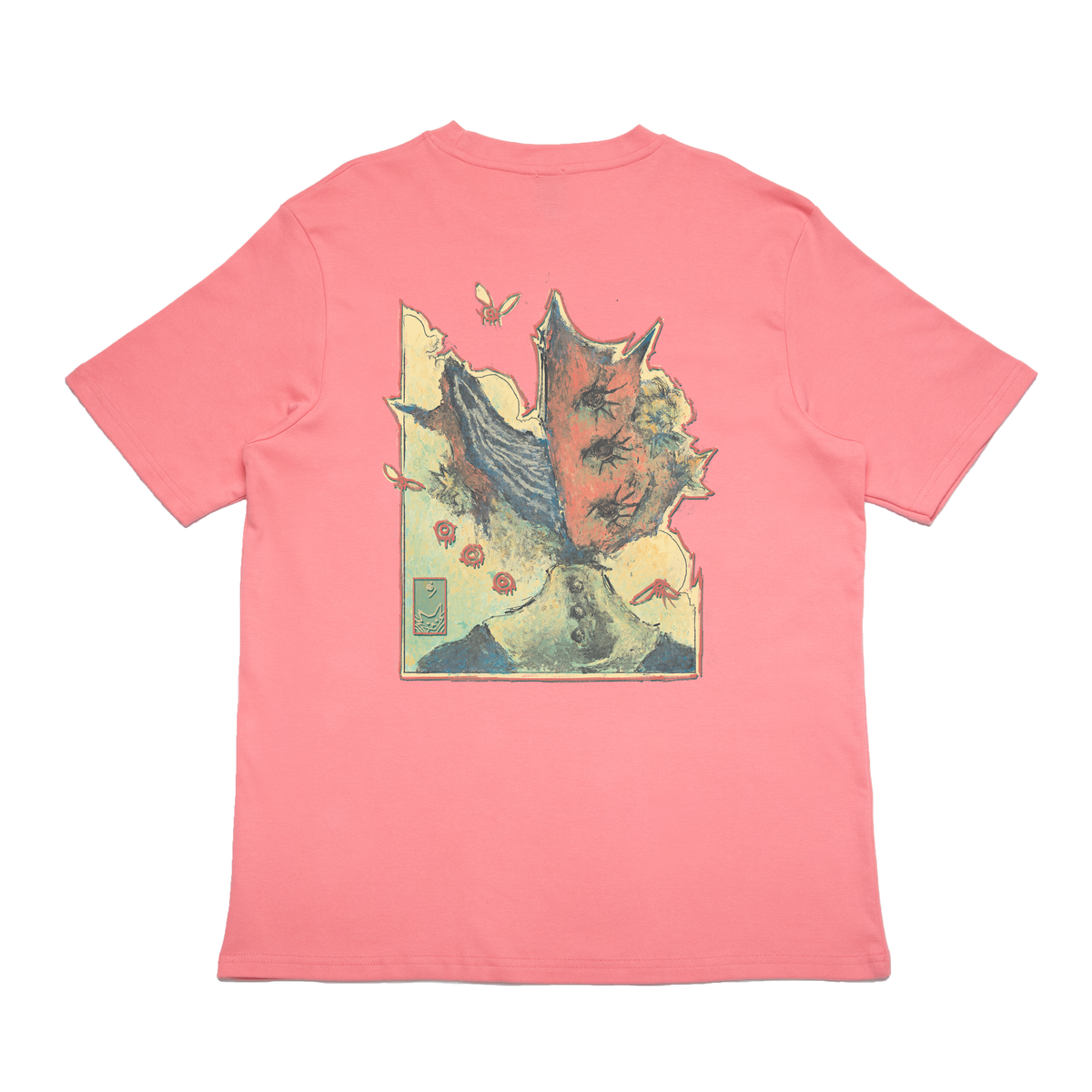"Mouth Wide Open" Cut and Sew Wide-body Tee Salmon Pink – Kiru Made 着るまで