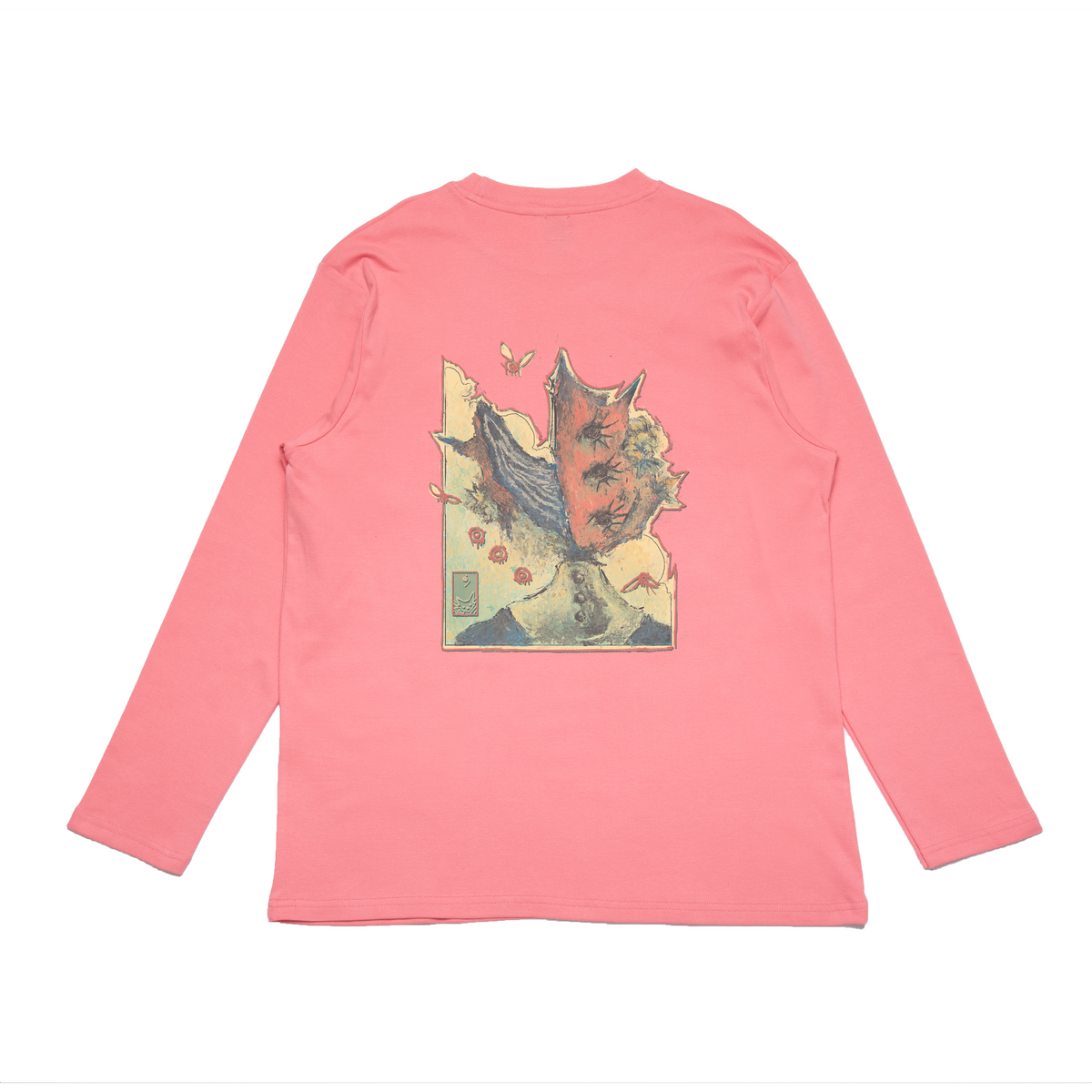 "Mouth Wide Open" Cut and Sew Wide-body Long Sleeved Tee Salmon Pink ...