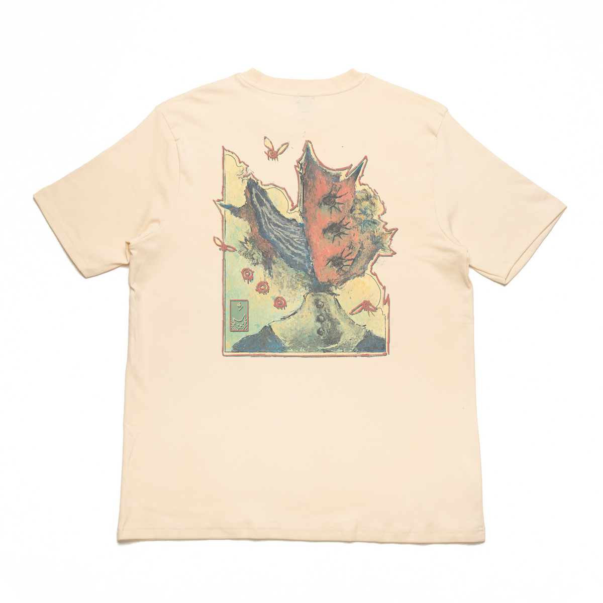 "Mouth Wide Open" Cut and Sew Wide-body Tee Beige – Kiru Made 着るまで
