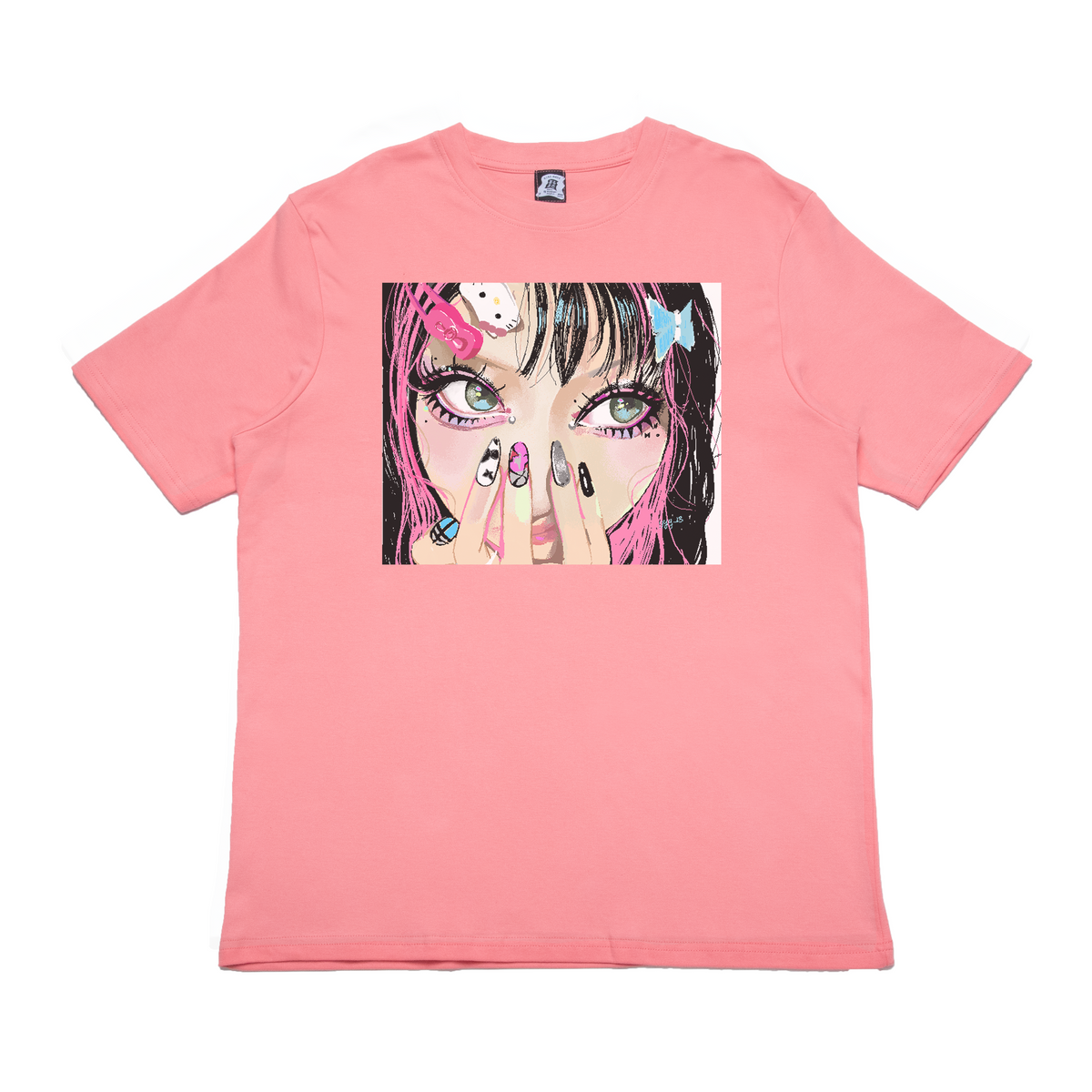 "Gyaru in Pink" Cut and Sew Wide-body Tee Salmon Pink – Kiru Made 着るまで